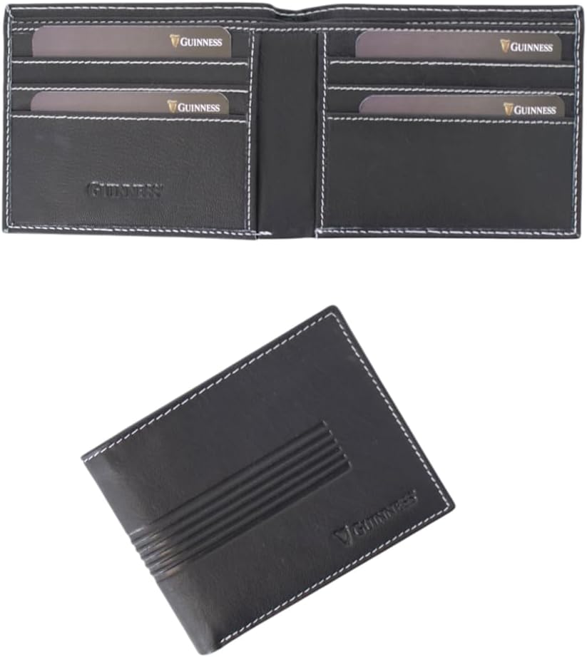 Guinness Men’s Black Leather Wallet with RFID Blocking – Slim Bifold C ...